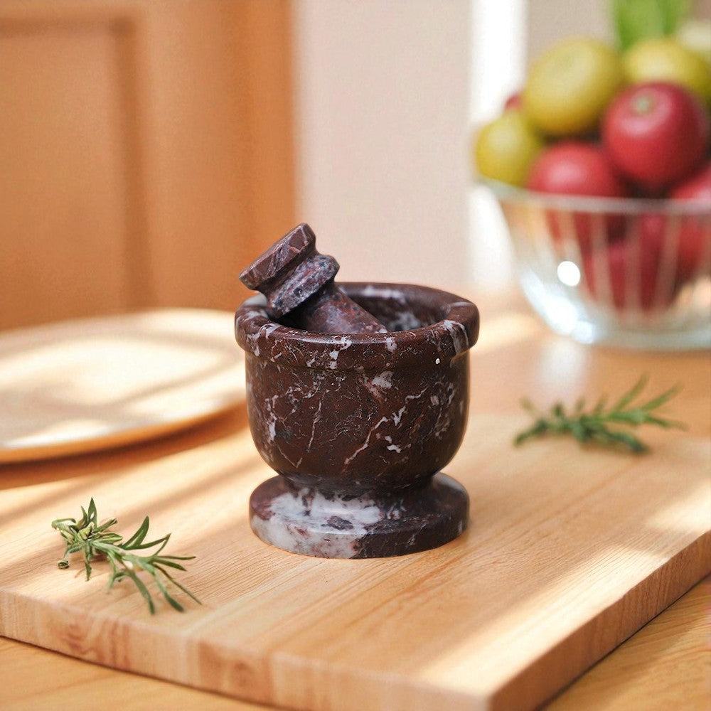 Marble Mortar and Pestle Set (2.5 inch) Red Ziyarat – Marble Hives