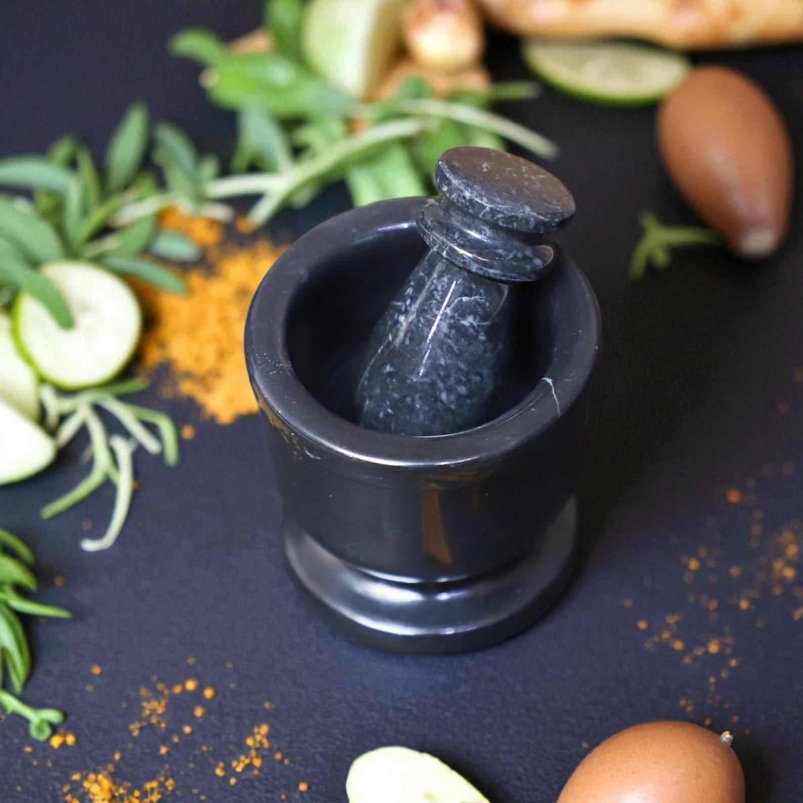 Marble Mortar and Pestle Set (2.5 inch) Black – Marble Hives