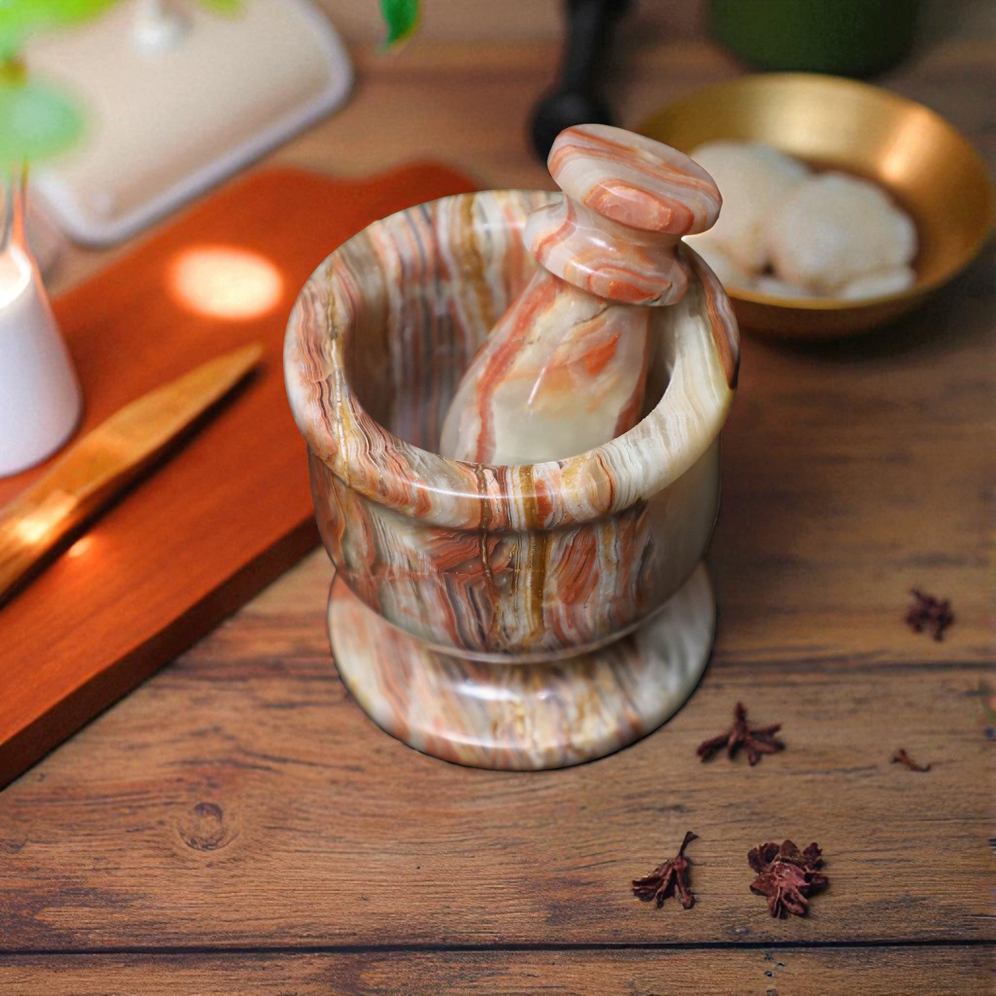 Marble Mortar and Pestle Set (2.5 inch) Onyx Green – Marble Hives